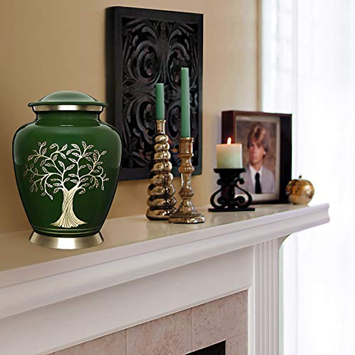 Trupoint Memorials Cremation Urns for Human Ashes - Decorative Urns, Urns for Human Ashes Female & Male, Urns for Ashes Adult Female, Funeral Urns - Dark Green, Large