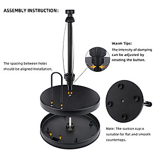 NAMSAFUI Paper Towel Holder, Standing Countertop Paper Holder for Kitchen, Ratchet System and Suction Cup Equipped, One-Handed Paper Towel Holder Stainless Steel, Holds All Roll Sizes