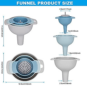 Kitchen Funnels for Filling Bottles,Funnels Set of 3,Oil Funnel,Tough and not Easily Deformed,Suitable for All Kinds of Solid Food and Liquid (Blue)