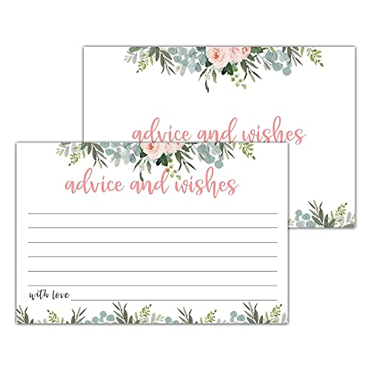 Greenery Floral Advice And Wishes Cards, Blank Well Wishes for Wedding, Bridal, Mr and Mrs, Retirement, Baby Shower Graduation Party,Rehearsal Dinner, Words of Wisdom, 25 Cards (bb002-JYK 002)