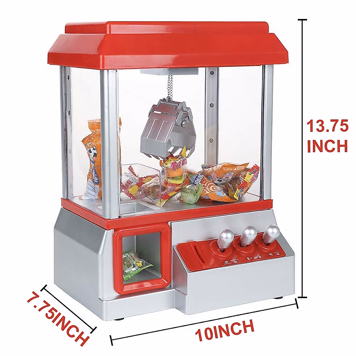 PowerTRC Claw Machine Toy Arcade Game with Sound, Mini Carnival Games Fun Candy Toy Grabber Dispenser Vending Toy for Boys Girls Kids (Size: 13.75in x 10in)