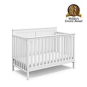 Storkcraft Alpine 5-in-1 Convertible Crib (White) – GREENGUARD Gold Certified, Converts to Toddler Bed and Full-Size Bed, Fits Standard Full-Size Crib Mattress, Adjustable Mattress Support Base