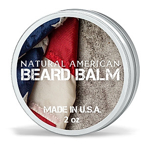 NATURAL AMERICAN VETERAN Beard Balm – 100% All Natural, Masculine Scent, Essential Oils with Organic Shea Butter – Moisturizes, Softens & Strengthens - Made in USA – Conditioning Beard Balm, 2 oz