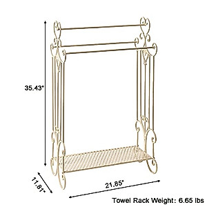 Free Standing Towel Rack for Bathroom 3 Tier Metal Towel Rack Stand with Shelf Floor Towel Rack Towel Rack Freestanding for Bath Towels, Hand Towels, Washcloths, Modern Retro White