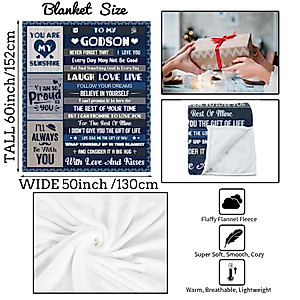 Godson Gifts from Godmother Godfather, to My Godson Throw Blankets Soft Fleece Flannel Birthday Graduation Christian Baptism Gifts for Boys, Best Godson Ever Gifts Ideas from Godparents, 50x60 Inch