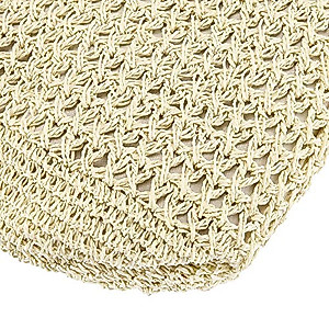 Ayliss Women Beach Handbag Straw Crossbody Shoulder Handbag Summer Beach Handmade Woven Bucket Bag Drawstring with Tassel (Beige)