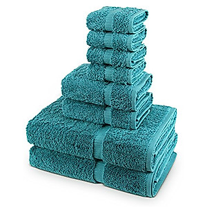 TURKUOISE TURKISH TOWEL % 100 Cotton Turkish Luxury and Super Soft Towels - 2-Piece 27x54 Bath Towels - 2-Piece 16x30 inches Hand Towels - 4-Piece 13x13 inches Washcloths - Bathroom Towel Sets