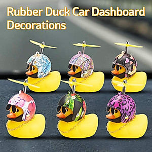 wonuu Rubber Duck Car Decorations Cute Yellow Duck Car Dashboard Ornaments with Propeller (Love)