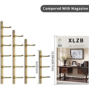 WINCASE Brass Towel Hook Rack, Brushed Brass Wall Hook Rail, Antique Coat Hook Rail Hanger 5 Hooks Bathroom Robe Hooks Wall Mounted