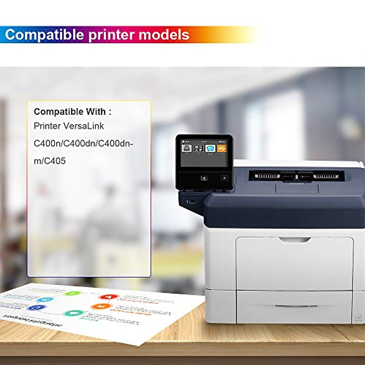 CHENPHON Remanufactured Xerox VersaLink C400 C405 Toner Cartridges Replacement for Xerox 106R03512 106R03514 106R03515 106R03513 Toner Cartridge, High Yield 4-Pack KCMY