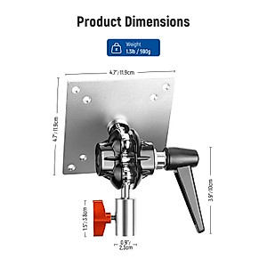 NEEWER Monitor Mount Adapter with VESA Mount, Aluminum Alloy Light Stand Adapter Dual 360° Ball Joint M4 Screw & 5/8" Receiver for Impact Screen Outdoor TV Stand, Max Load 14lb/6.3kg, MA001