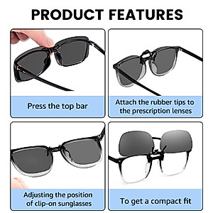 Trysee Clip on Sunglasses Over Prescription Glasses for Men Women Polarized Flip Up for Eyeglasses Anti Glare TS309