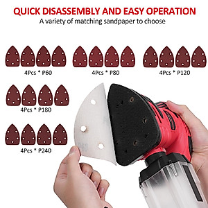 Detail Sander, 13,000 OPM Hand Electric Sander with 20PCS Sanderpapers, 220W Compact Power Sander Includes Dust Collector, for Woodworking Sanding, Polishing