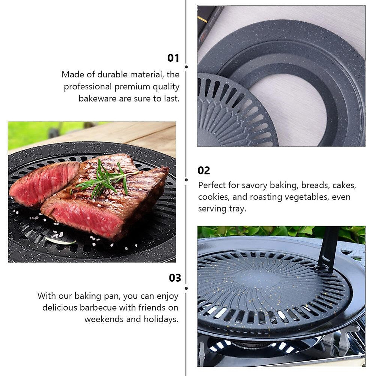 Cabilock Portable Stove Korean Grill Pan Cast Iron Non Stick Indoor Grill Stovetop Plate Round Barbecue Pan Korean Style BBQ Plate Table BBQ Korean BBQ Grill Pan Cheesecake Pan