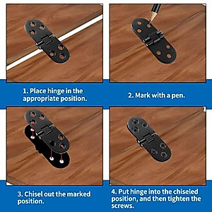 Auvotuis 4Pcs Heavy Duty Folding Table Hinges, Black Sewing Machine Flip Top Hinge Zinc Alloy Butler Tray Hinge with Mounting Screws for Drop Front Desk Drawer, Doors (3.1 x 1.18inch)