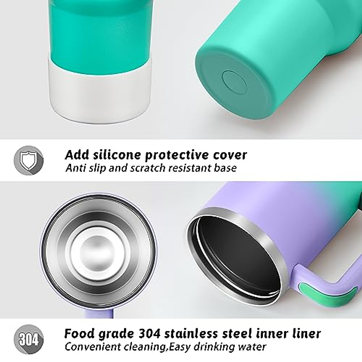 TEAMVV 40 oz Tumbler with Handle and Straw Stainless Steel Vacuum Insulated Tumbler Tea or Iced Coffee Mug for Hot or Cold Beverages 40 oz Tumbler with Handle(Fairyland Green)