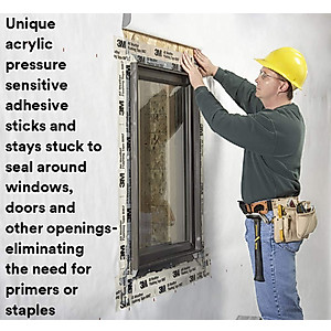 3M All Weather Flashing Tape 8067, 3 in x 75 ft, 1 Roll, Adhesive Backed Split Liner, Prevents Moisture Intrusion, Waterproof Flashing Seals Doors, Windows, Openings in Wood Frame Construction