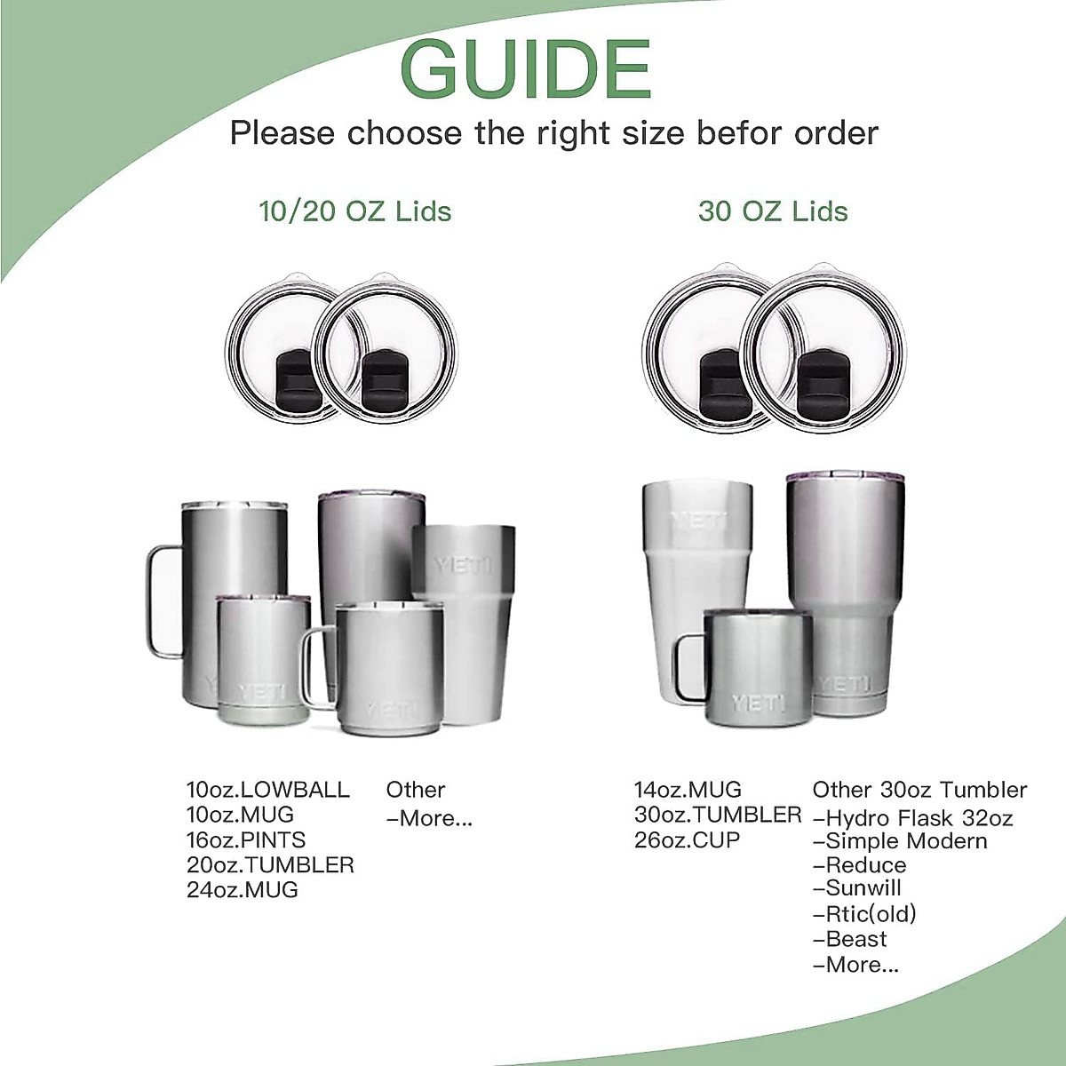 30 oz Tumbler Lid Replacement Lids Compatible with YETI 30 oz Tumbler, 14 oz Mug and 35 oz Straw Mug- Replacement Magnetic Slide/Cover (30 Oz, 1Pack)