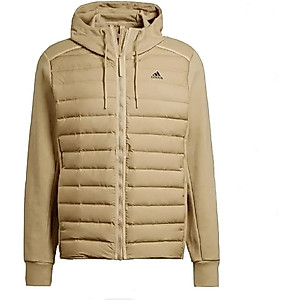 adidas Mens Jacket Varilite Hybrid Hooded Full Zip Jacket Beige Tone New GT9209 (as1, alpha, l, regular, regular, Large)