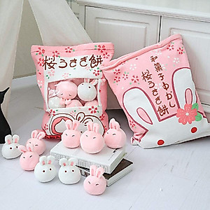 SHDZKJ Cute Bag of Cherry Blossom Bunnies Plush Toy Soft Throw Pillow Stuffed Animal Toys Creative Gifts Room Decor…