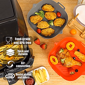 Golden Associate Silicone Liners Square 8.5 Inches 2 Pcs, for Air Fryer Basket, Non-stick Food-grade Reusable Silicone Pot Baking Tray