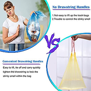 DDSColour 4 Gallon Small Trash Bags Drawstring,for Kitchen Bathroom Yard Office Car Unscented Plastic Yellow Trash bags, Fit 10-13 Liter Trong Small Drawstring Trash Bags Can Bin Liners 75 Count