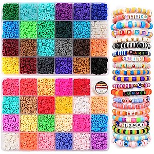 IOOLEEM Clay Beads, Polymer Clay Beads, 6000+ Multi-Colored Clay Beads Kit, Clay Beads for Bracelet Making, Clay Beads for Jewelry Making.