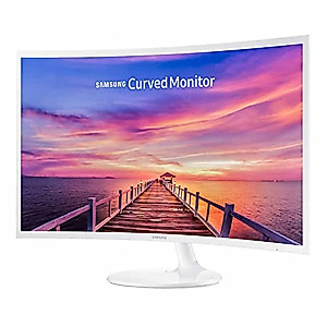 Samsung Curved White Monitor for Business 27inch 1080p LED Widescreen AMD FreeSync 60Hz Refresh Rate 4ms 3000:1 Contrast Ratio Anti-Glare VGA D-Sub DisplayPort, HDMI Cable