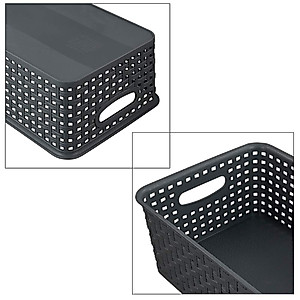 Lesbin 6-Pack Plastic Storage Baskets, Weave Storage Baskets, Gray