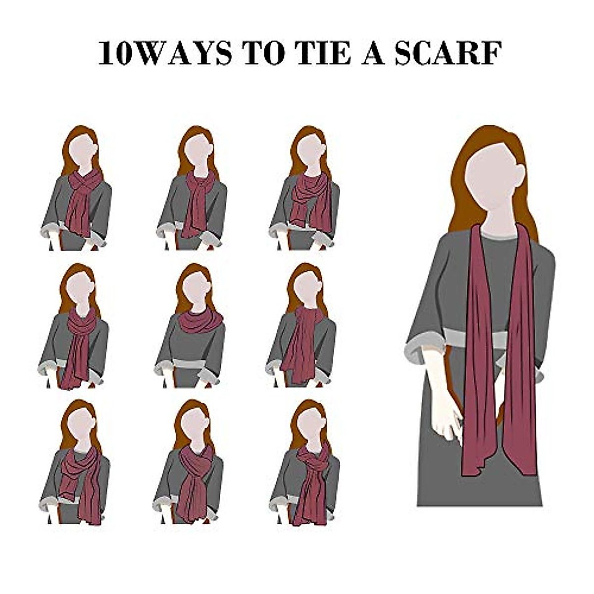 FORTREE Cashmere Feel Warm 2 Tone Shawl - Oversized 78"x28" Wrap Scarf (Coral and Ivory)