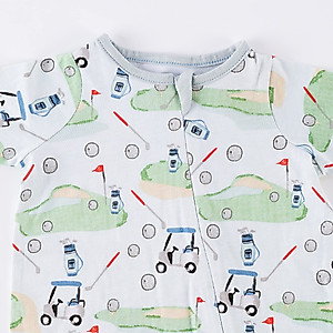 Mud Pie Baby Boys Golf Footed Sleeper, Blue, 3-6 Months