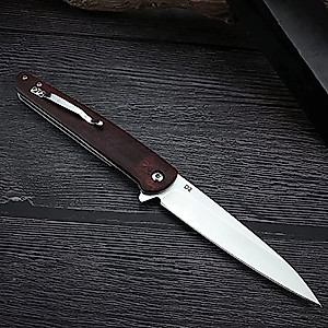 HUAAO 8.5’’ Folding Knife, Pocket Knife with Clip, Liner Lock, Flipper Open, for Hunting Survival Hiking Camping