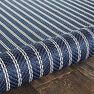 HOMEGNOME Indoor Outdoor Striped Rug 8'x10' Navy Blue