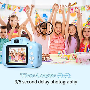Kids Camera, Christmas Birthday Gifts for Boys Age 3-9, HD Digital Video Cameras for Toddler, Portable Toy for 3 4 5 6 7 8 Year Old Boy with 32GB SD Card(Blue)