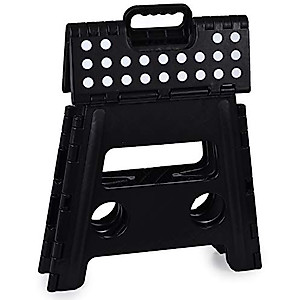 Folding Step Stool, 13 Inch - The Anti-Skid Step Stool is Sturdy to Support Adults and Safe Enough for Kids. Opens Easy with One Flip. Great for Kitchen, Bathroom, Bedroom, Kids or Adults. (Black)