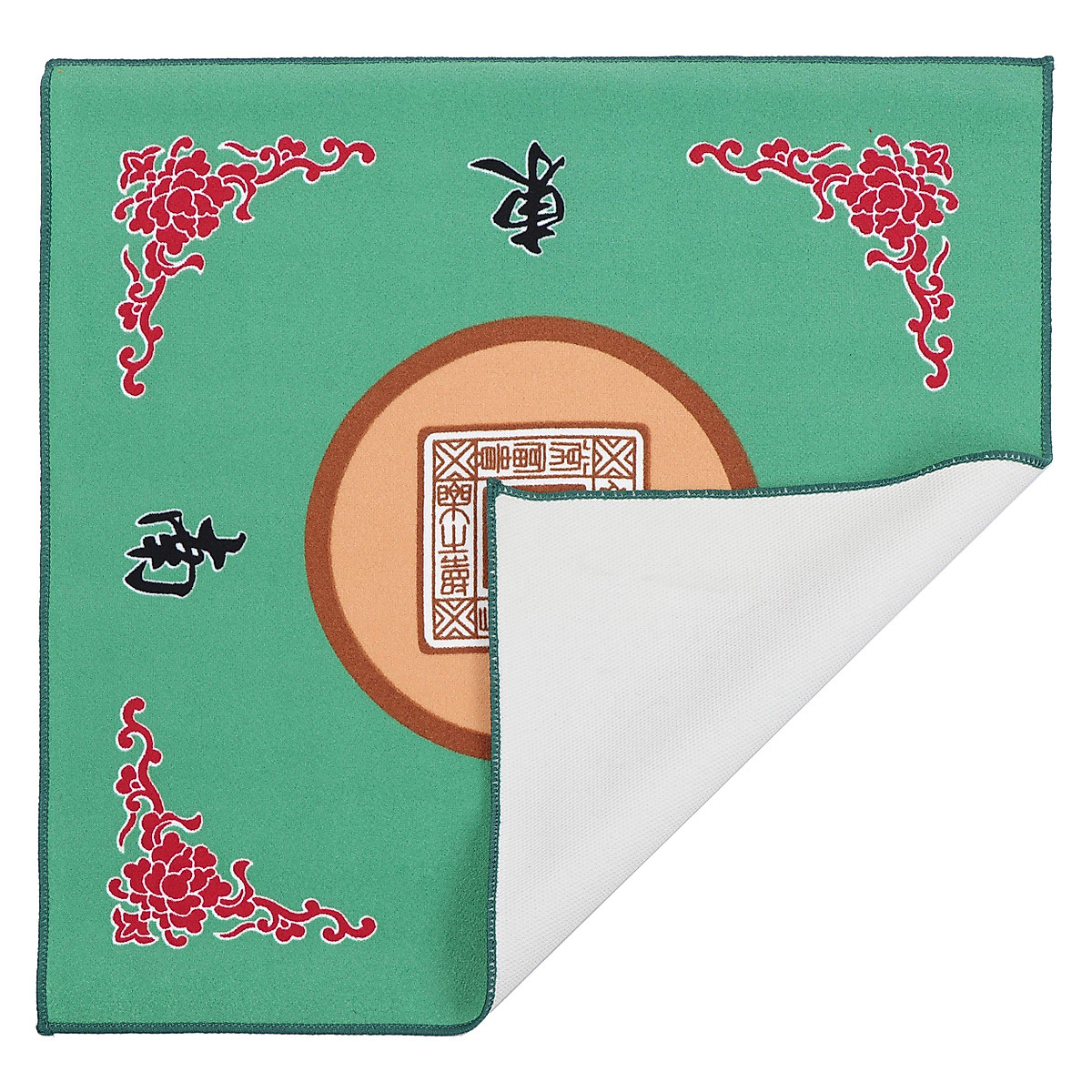 Jigitz Green Game Mat with Case - Classic Chinese Mahjong Table Mat - 30.8 x 30.8in Felt Table Cover Mahjong Mat