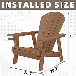 enprisoe Adirondack Chairs, HDPE All Weather Adirondack Chair, Fire Pit Chairs (Teak)