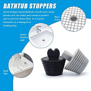 Bathtub Stoppers, Universal Tub Stoppers for Bathtub, Silicone Bathroom Sink Drain Plug Bath Stopper for Kitchen Bathtub Sink Drains (2 Pack, Black, Gray)