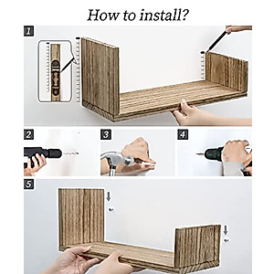 Maxpeuvon Corner Floating Shelves, Wooden Wall Mounted Rustic Farmhouse Organizer Display Pictures Plants Storage Shelf Home Decor for Office, Living Room, Set of 3, Brown