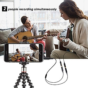 PoP voice Professional Lavalier Microphone with TRRS Y Splitter for iPhone Android PC YouTube Interview Video
