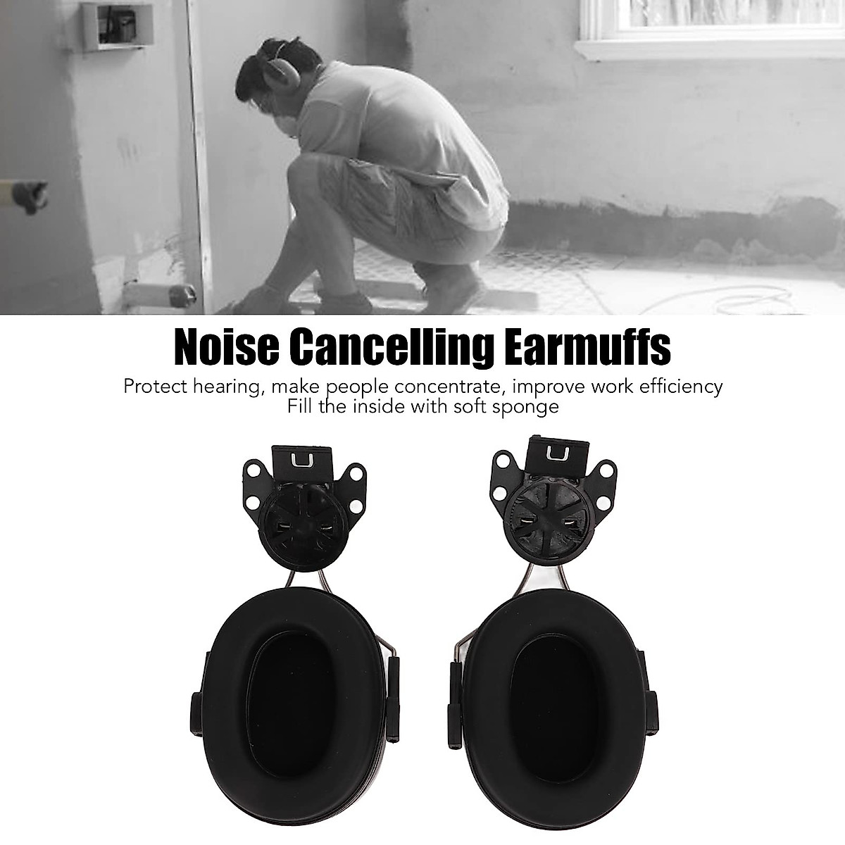 Dilwe Outdoor Earmuffs, Protective Soundproofing Earmuffs/Noise Reduction Helmet Soundproofing Earmuffs (Black) Other tactical supplies