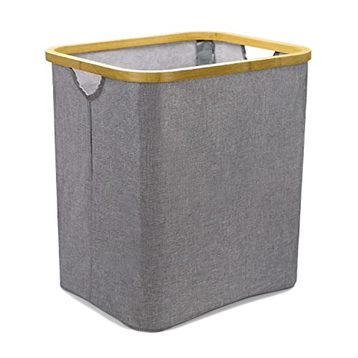 BROOKSTONE, Large Laundry Hamper with Handles, Stylish Bamboo Trim, Dirty Clothes Hamper Basket, Perfectly Sized at 17.25” X 16.25” X 13.25, Use as Storage Organizer, Save Space in Bedroom / Bathroom