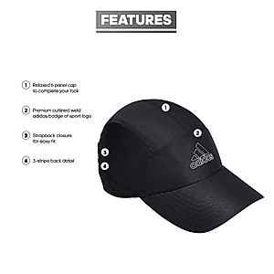 adidas Women's Superlite Trainer Sport Performance Relaxed Adjustable Cap, Black/White, One Size