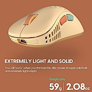 Pulsar Gaming Gears - Xlite V2 Retro Edition Wireless High Performance Super Light and Fast Ergonomic Gaming Mouse 2.4Ghz 1ms 20000 DPI Optical Sensor PAW3370 (Medium, Wireless, Brown)