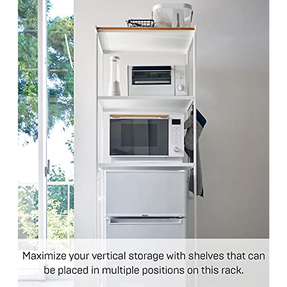 Yamazaki Home Kitchen Appliance Storage Rack-Standing Organizer Shelves, One Size, White