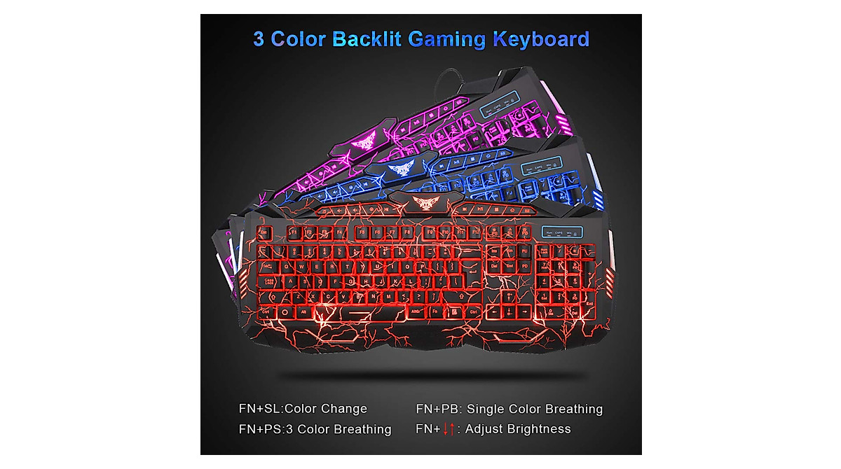 MFTEK Gaming Combo: Backlit Keyboard, Mouse & Headset for PC