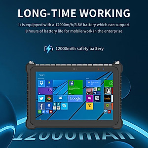 SunKol 10.1" IP67 Rugged Tablet (N5100 8GB+256GB) Windows 11 Pro Waterproof Industrial Tablet PC, Fingerprint, 12000mAh Battery, 500nit, GPS, WiFi, 4G, BT4.2, for Outdoor Field Work
