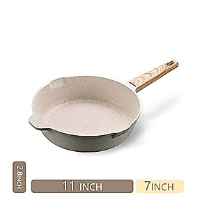 Aroplor Non Stick Pots Pancake Maker Crepe Maker Maifan Stones 11-inch Nonstick Wok Household Steak Fried Egg Induction Woks Smoke-Free Stir Fry Pans