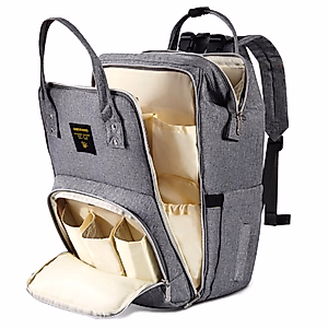 SUNVENO Baby Diaper Bag Backpack, Large Capacity Travel Backpack with Portable Changing Pad for Moms Dads, Grey