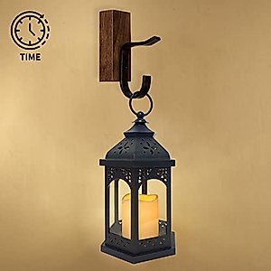 Nattork Outdoor Moroccan Decorative Lantern with Timer - 11''H Size Lamp Hanging, Flameless Candle Lanterns for Ramadan Decorations, Unique Eaves Design Waterproof
